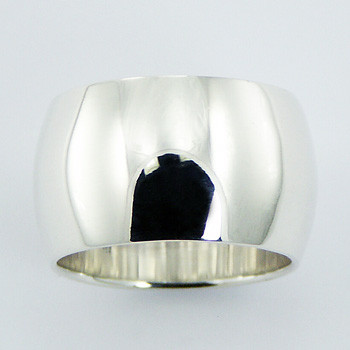 Sterling silver Hollow barrel band ring 14mm wide | VDM Jewellery