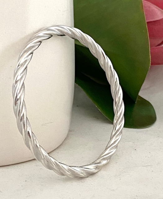 Solid sterling silver twisted rope bangle 6mm wide | VDM Jewellery