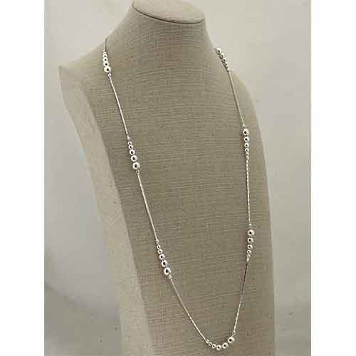 Sterling silver ball pattern long necklace 80cm | VDM Jewellery