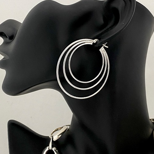 Sterling silver large triple layer clip hoop earrings 50mm size | VDM ...