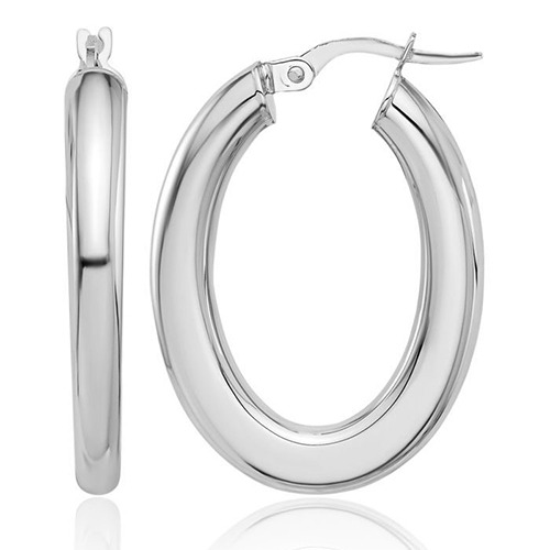 Sterling silver classy oval clip hoop earrings 23mm size | VDM Jewellery