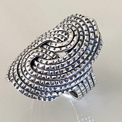 Sterling silver woven design wide solid ring 28mm wide | VDM Jewellery